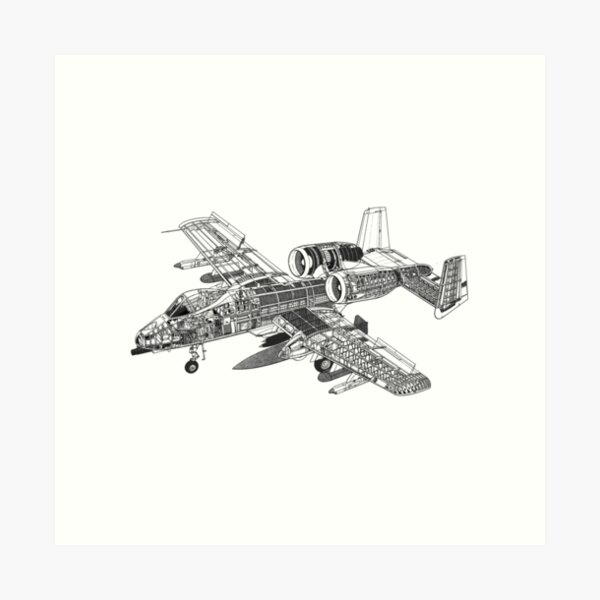 "A-10 Thunderbolt II "Warthog" Airplane - Cutaway Drawing" Art Print by ...