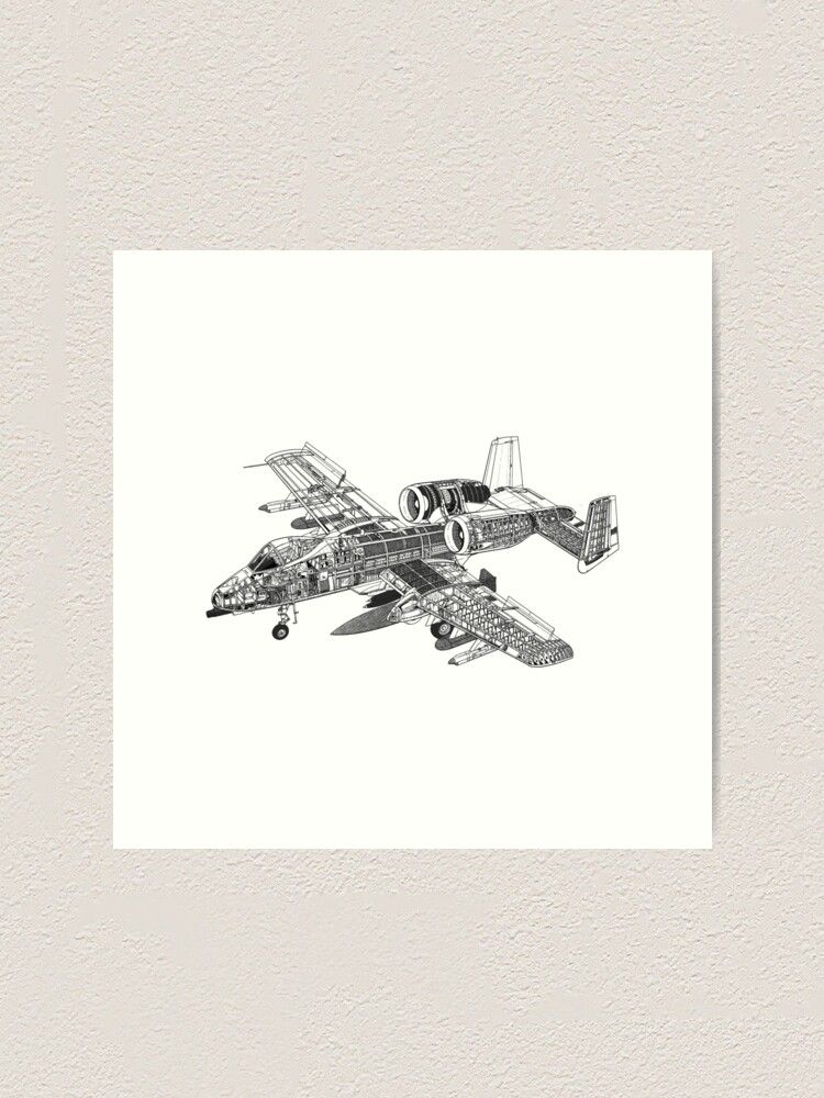 "A-10 Thunderbolt II "Warthog" Airplane - Cutaway Drawing" Art Print by ...