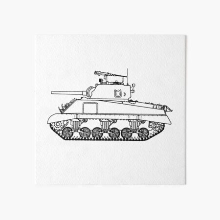 "WW2 Sherman Tank - Line Drawing" Art Board Print for Sale by ...