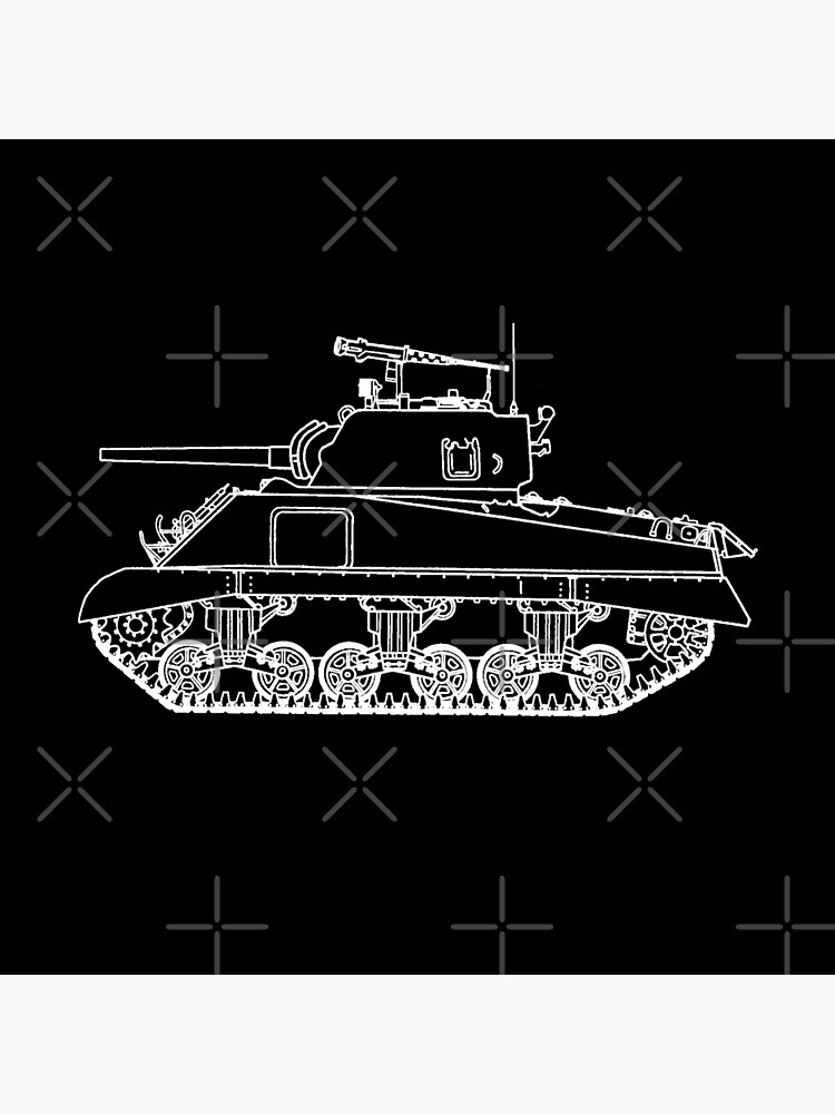 "WW2 Sherman Tank - Line Drawing" Poster by BERGULATOR | Redbubble