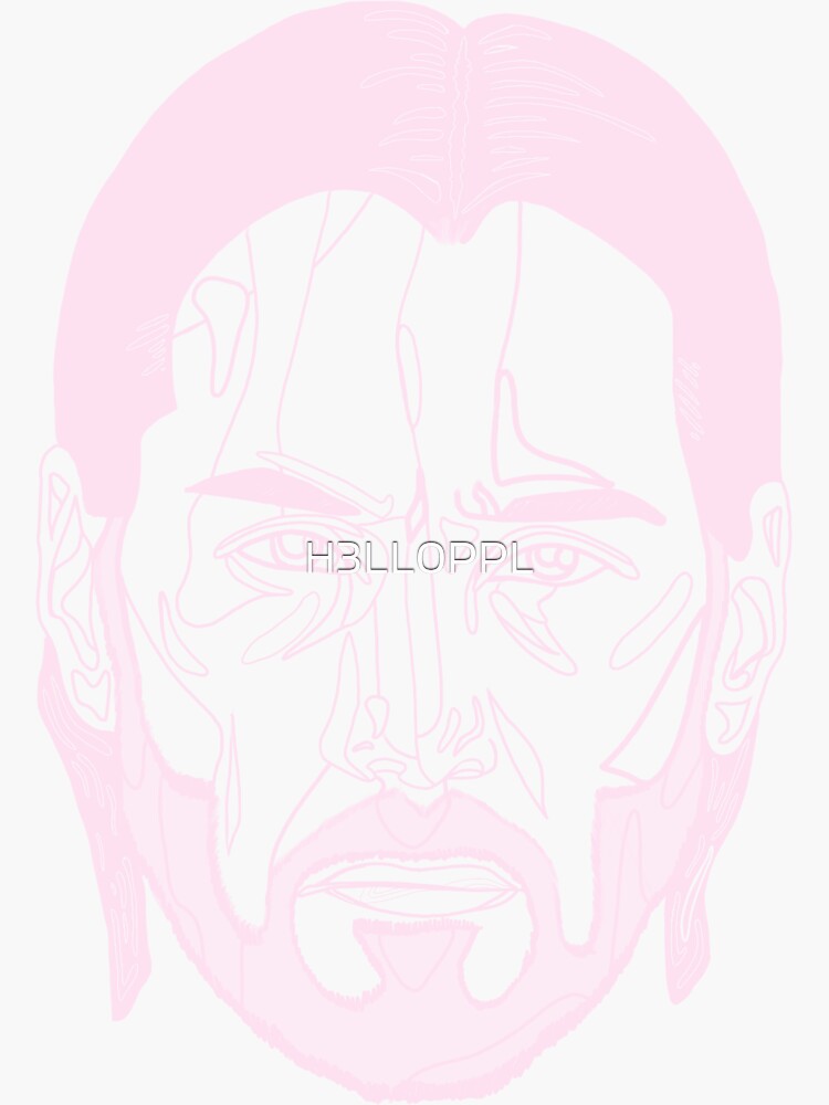 "Keanu Reeves Contour (pink on white)" Sticker for Sale by H3LL0PPL ...