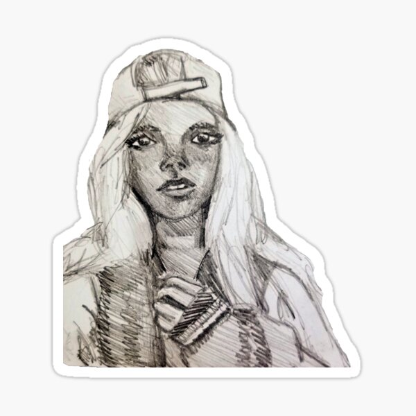 "Graphite Girl Sketch" Sticker for Sale by HunterDraws | Redbubble