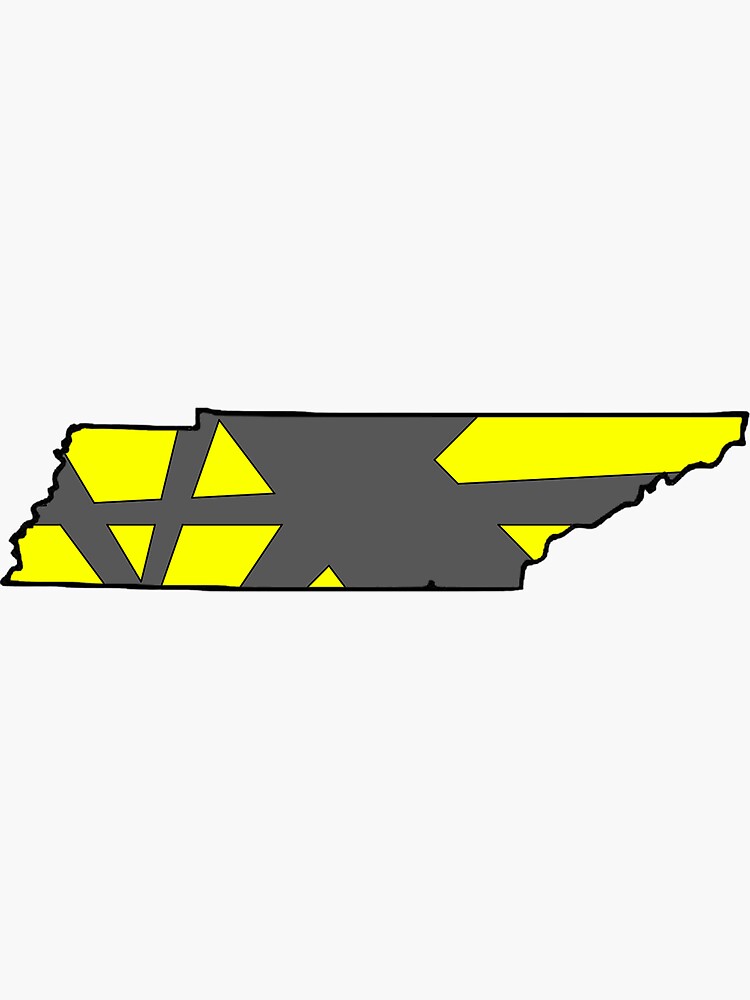 "Tennessee State Map Yellow and Gray Geometric Pattern" Sticker for ...