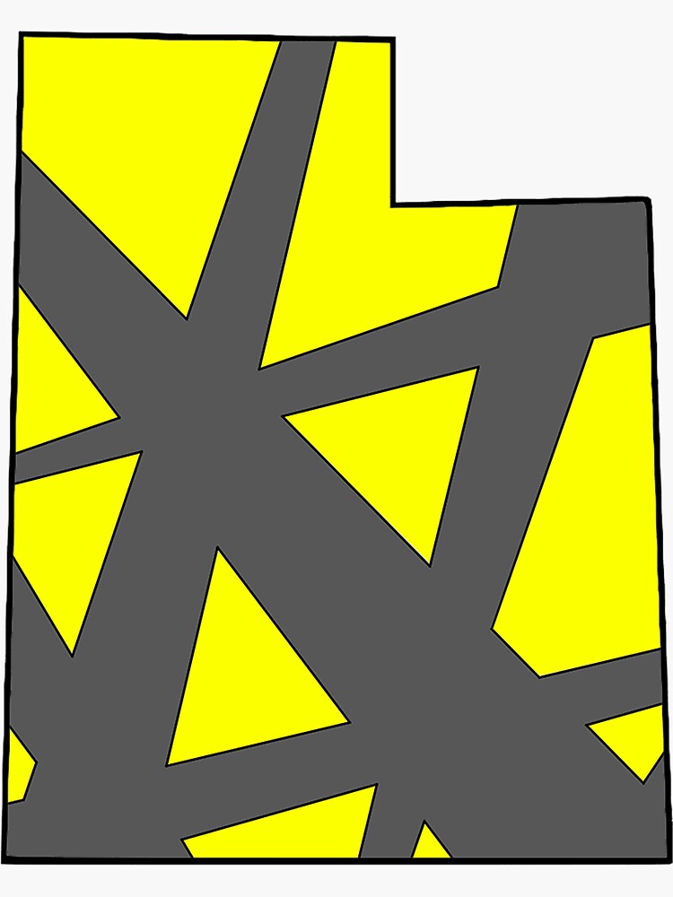 "Utah State Map Yellow and Gray Geometric Pattern" Sticker by ...