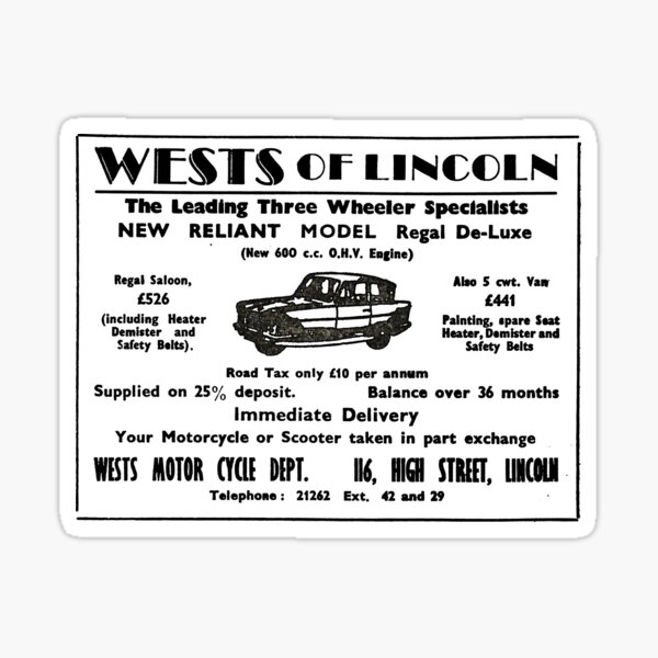 "RELIANT REGAL" Sticker by ThrowbackMotors | Redbubble