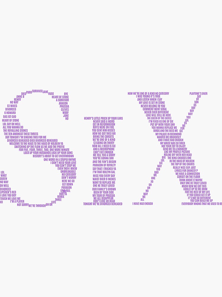 "SIX the Musical Lithograph Quotes" Sticker for Sale by broadway-babies ...