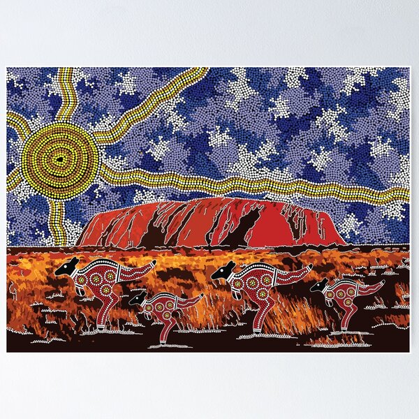 "Authentic Aboriginal Art - Uluru Sky" Poster for Sale by HogarthArts ...