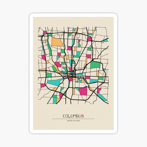 "Columbus, Ohio Street Map" Sticker by geekmywall | Redbubble