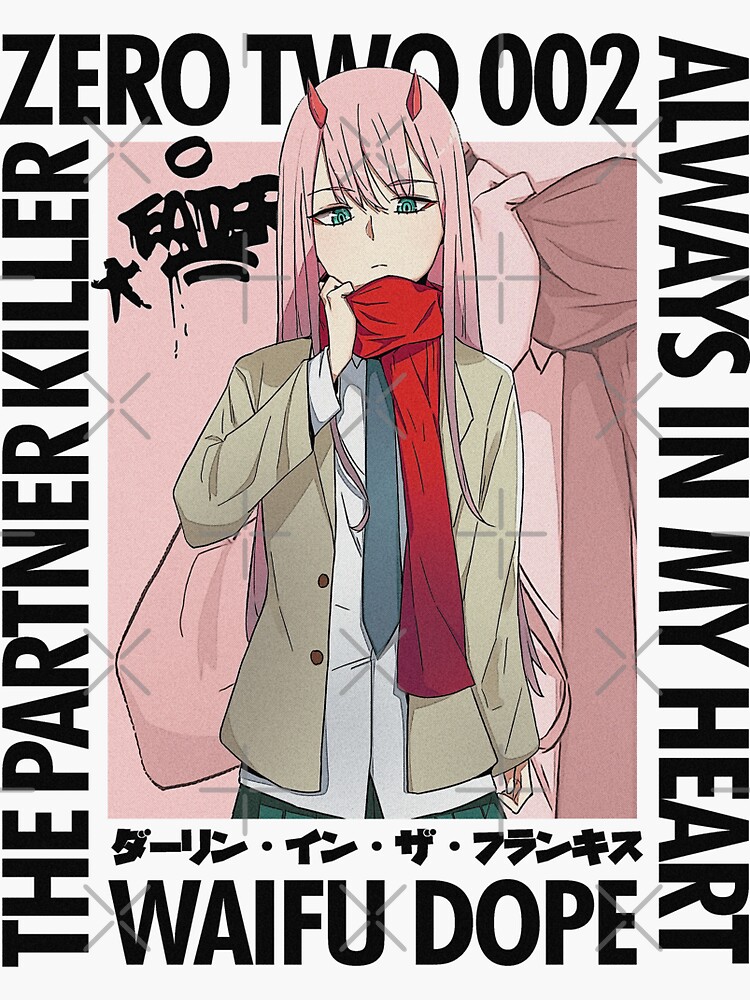"Darling in the Franxx (Zero Two 002)" Sticker for Sale by Waifu-Dope ...