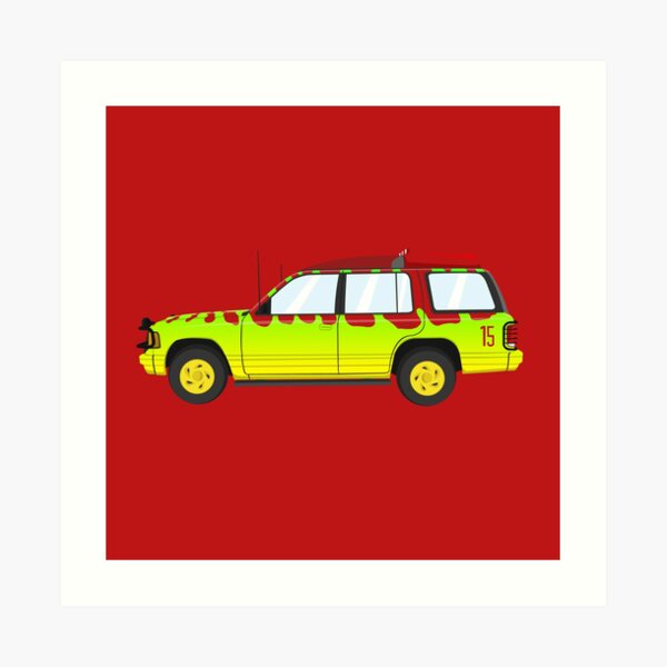 Jurassic Park Car Art Print By Anxiousbison Redbubble