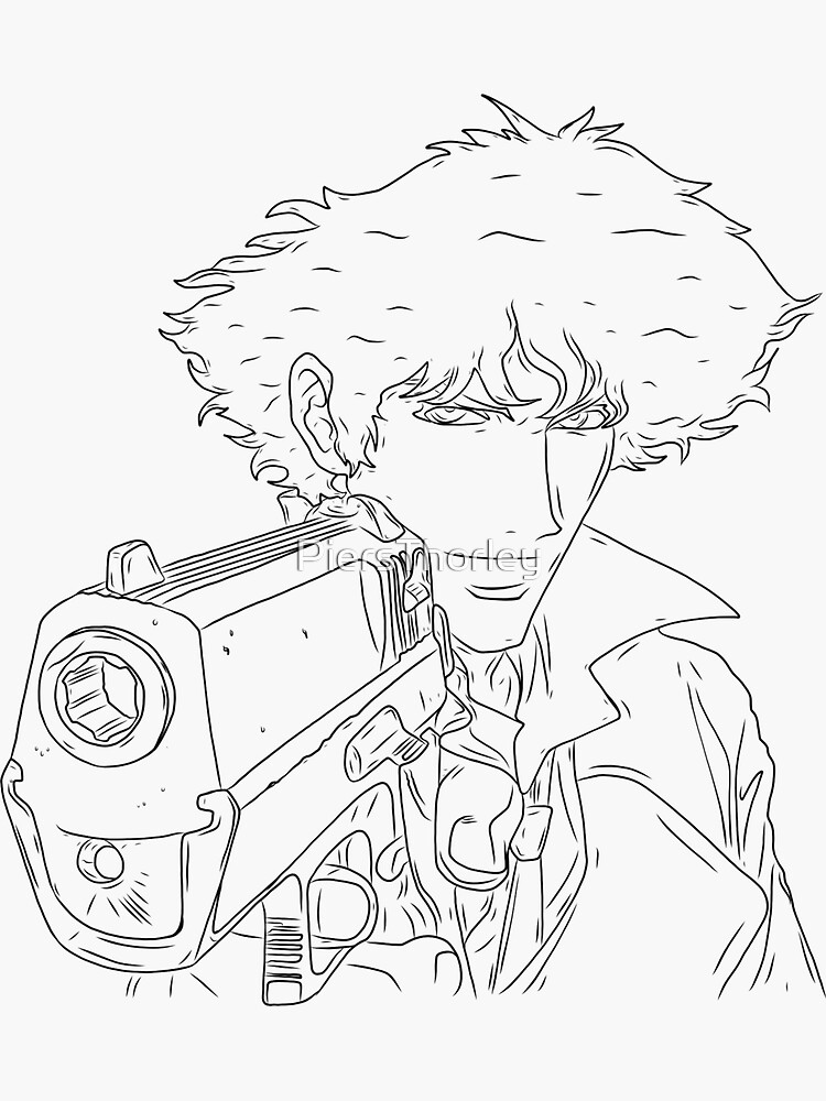 "Cowboy Bebop - Spike Spiegel line illustration" Sticker for Sale by ...