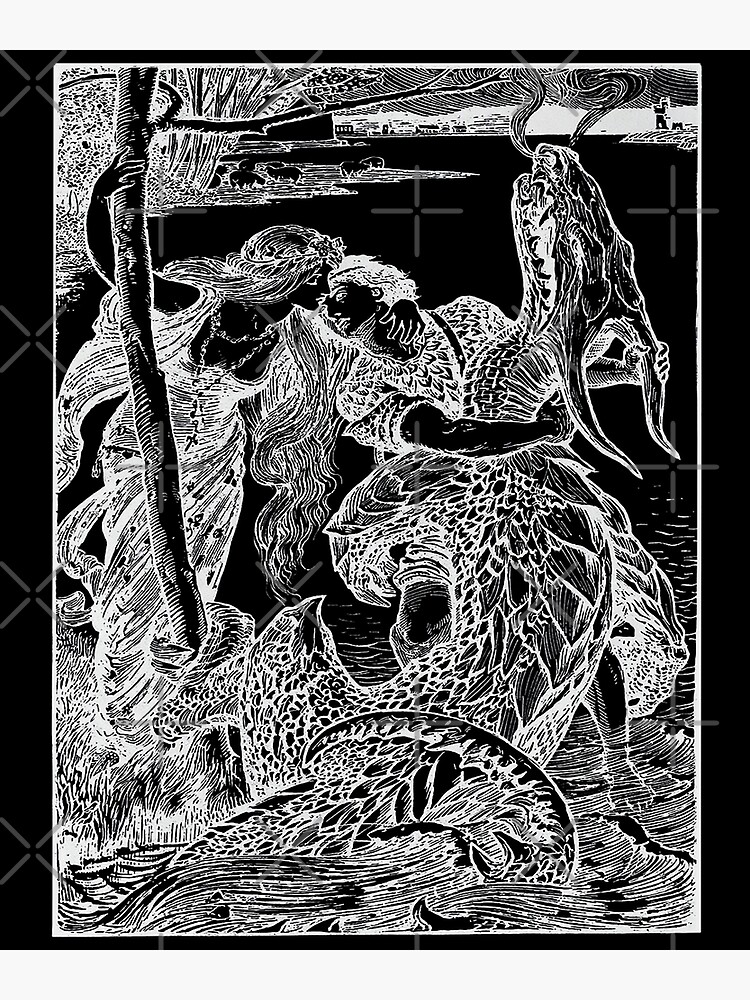 "Pre-raphaelite kiss and dragon" Poster for Sale by Blacklinesw9 ...