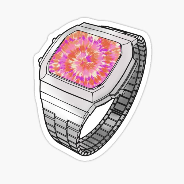"Tie Dye Psychedelic Retro Casio Watch" Sticker for Sale by ...