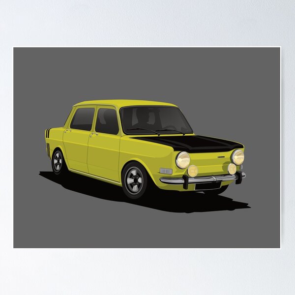 Poster for Sale avec l'œuvre « Simca 1000 Rallye jaune » de l'artiste ...