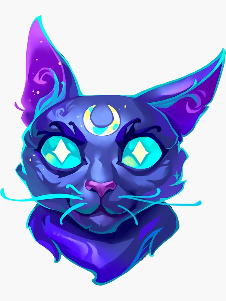 "Moon cat" Sticker by Gasnikova | Redbubble