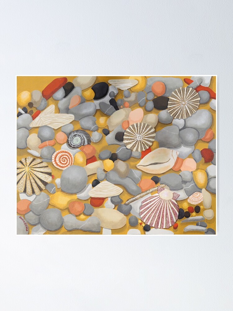 "Pebbles and Shells Beach Design" Poster by emmafifield | Redbubble