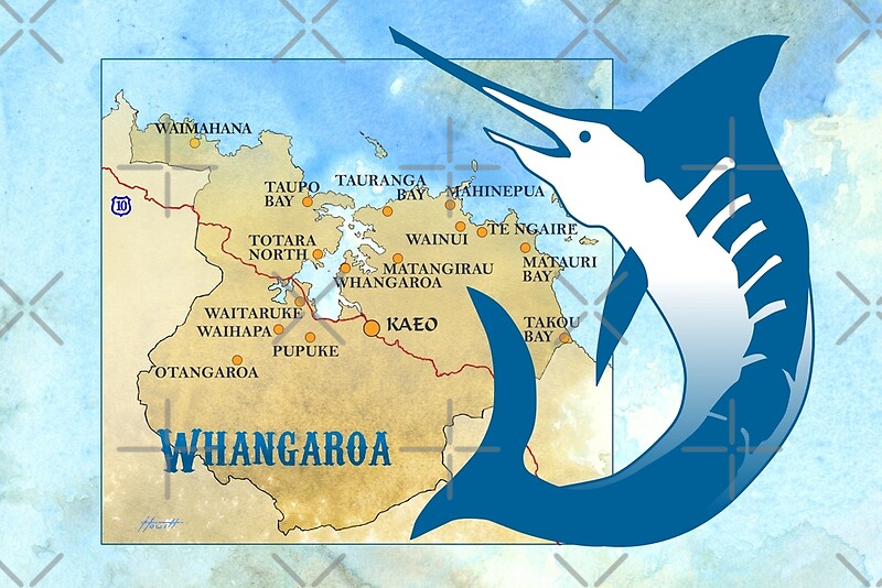 "Whangaroa Marlin Map" by Patricia Howitt | Redbubble