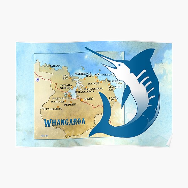 "Whangaroa Marlin Map" Poster by junglequeen | Redbubble
