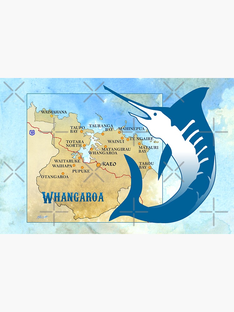 "Whangaroa Marlin Map" Sticker by junglequeen | Redbubble