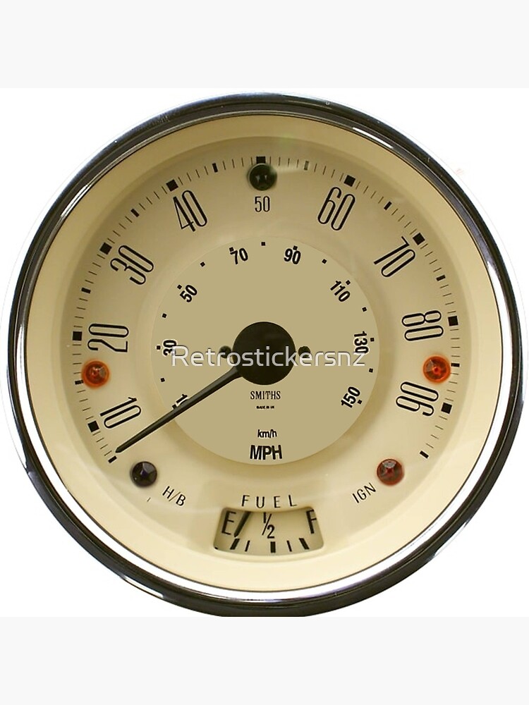 "Smiths 90mph speedo - white face" Clock for Sale by Retrostickersnz ...