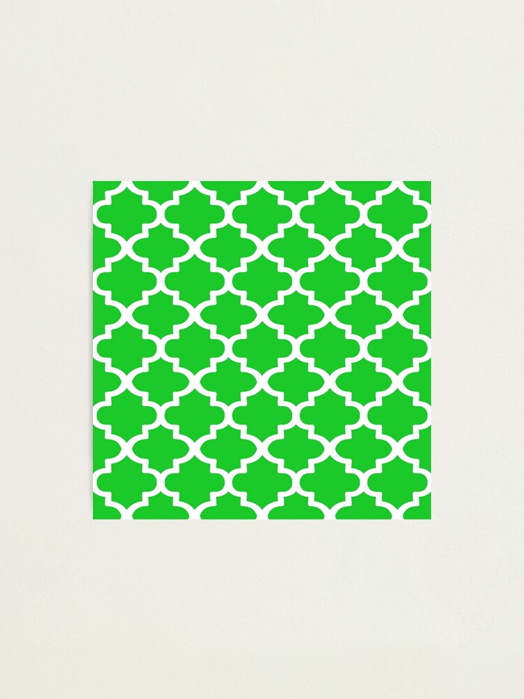 Impression photo « Motif quadrilobe en contour blanc sur vert d'été ...