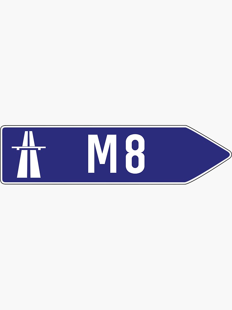 "M8 uk motorway sign" Sticker for Sale by qlobba | Redbubble