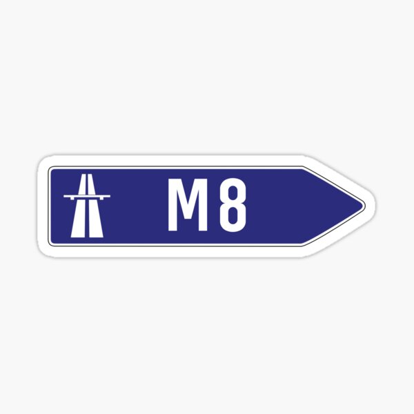 "M8 uk motorway sign" Sticker for Sale by qlobba | Redbubble