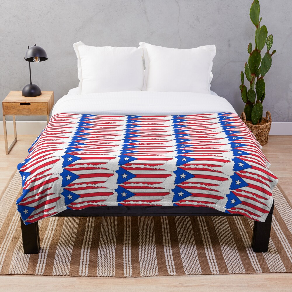 "Puerto Rico Map with Puerto Rican Flag" Throw Blanket for Sale by ...