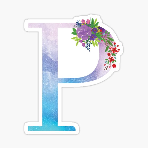 "Watercolor Floral Monogram Letter P" Sticker by tribbledesign | Redbubble