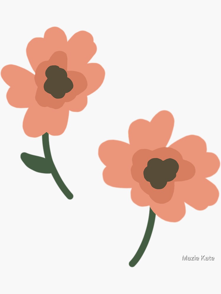 "simple pink flowers " Sticker by a-mazie-ng | Redbubble