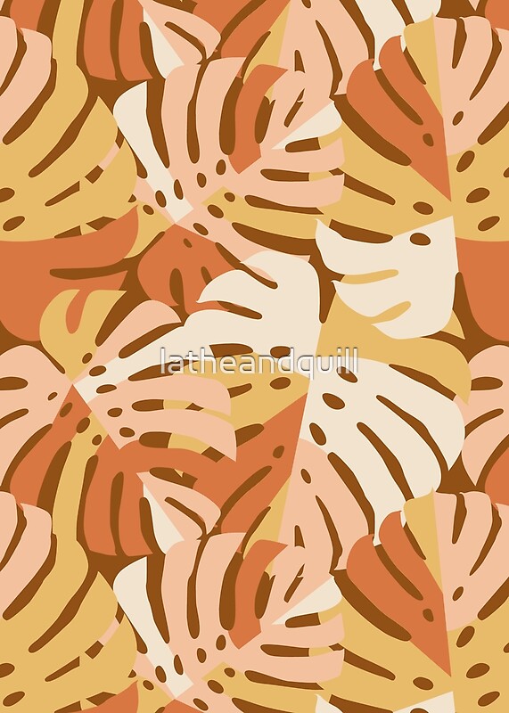 "Color Block Monstera Leaves in Rust" by latheandquill | Redbubble