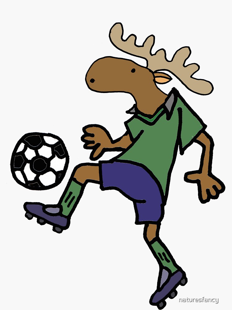 "Cool Moose Playing Soccer Cartoon" Sticker by naturesfancy | Redbubble