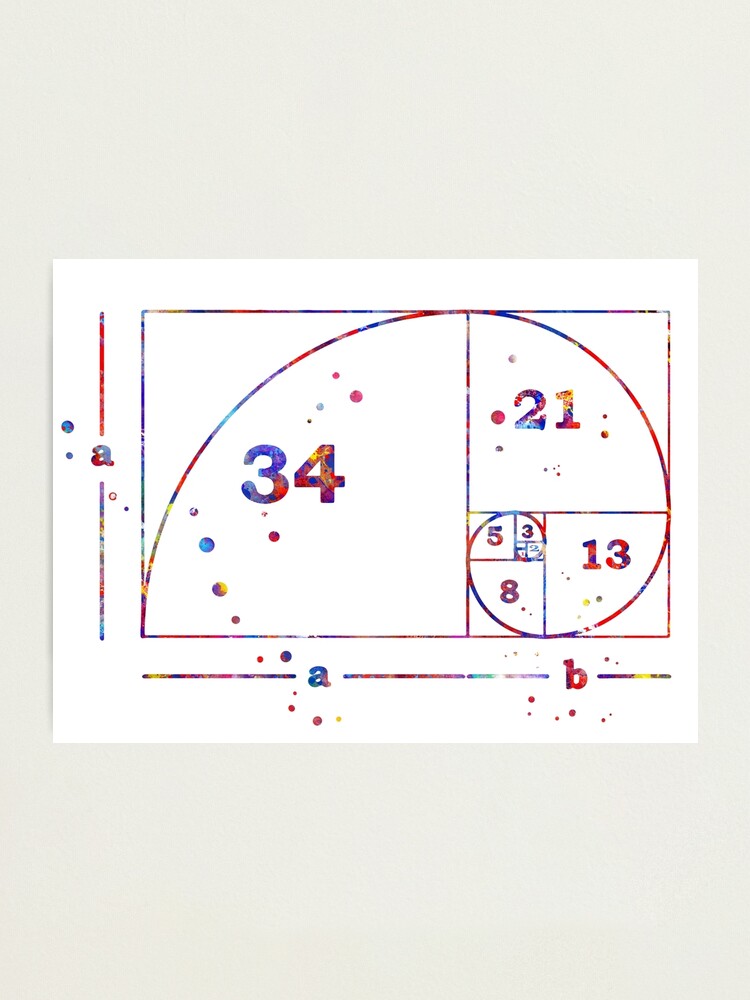 "Fibonacci spiral, watercolor Fibonacci spiral" Photographic Print for ...
