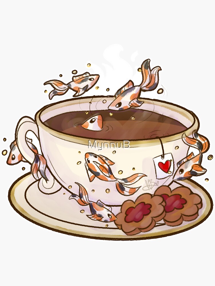 "Koi Tea" Sticker for Sale by MynnuB | Redbubble