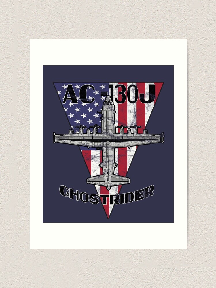 "AC-130J Ghostrider Gunship Airplane Patriotic Vintage " Art Print by ...