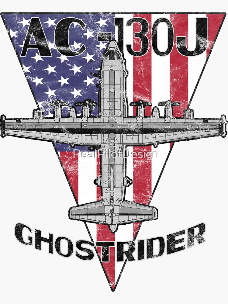 "AC-130J Ghostrider Gunship Airplane Patriotic Vintage " Sticker for ...