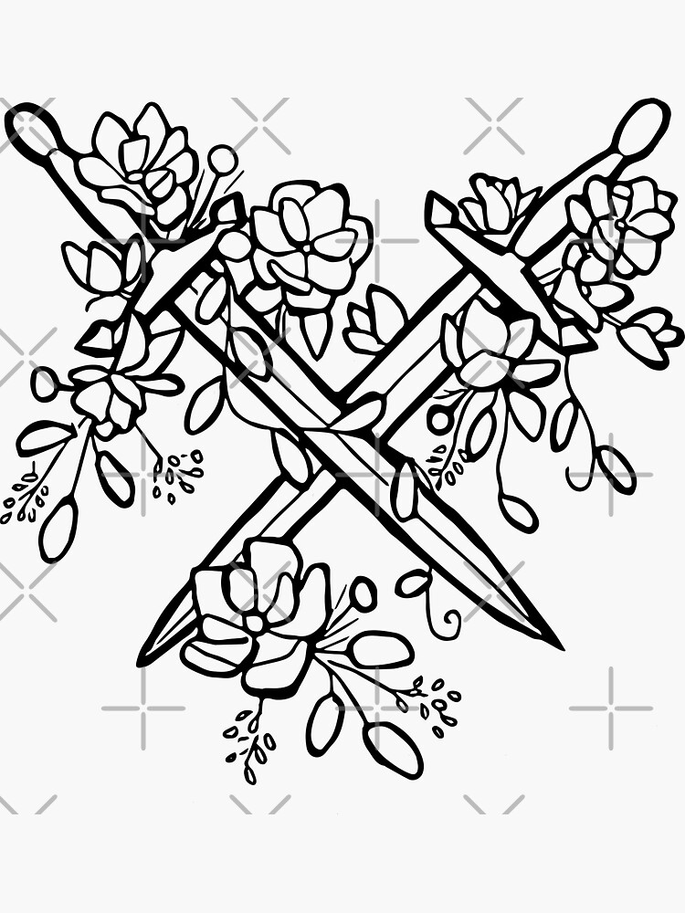 "Floral Daggers" Sticker by raystrikesback | Redbubble