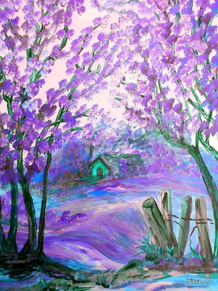 "Purple Abstract Landscape with Trees" by EloiseArt | Redbubble