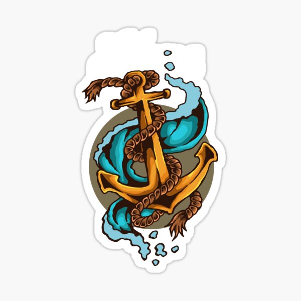 Pegatina con la obra «Tatuaje de ancla, vieja escuela» de DerSenat ...