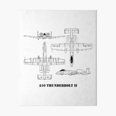 "A-10 Thunderbolt II "Warthog" Airplane - Technical Drawing" Art Board ...