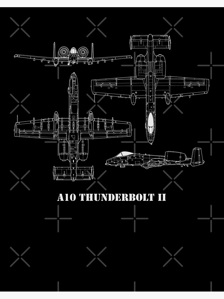 "A-10 Thunderbolt II "Warthog" Airplane - Technical Drawing" Art Board ...