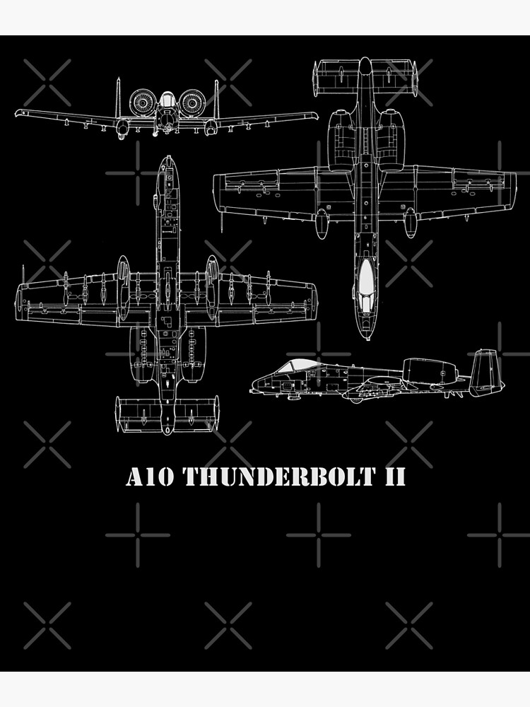"A-10 Thunderbolt II "Warthog" Airplane - Technical Drawing" Art Print ...