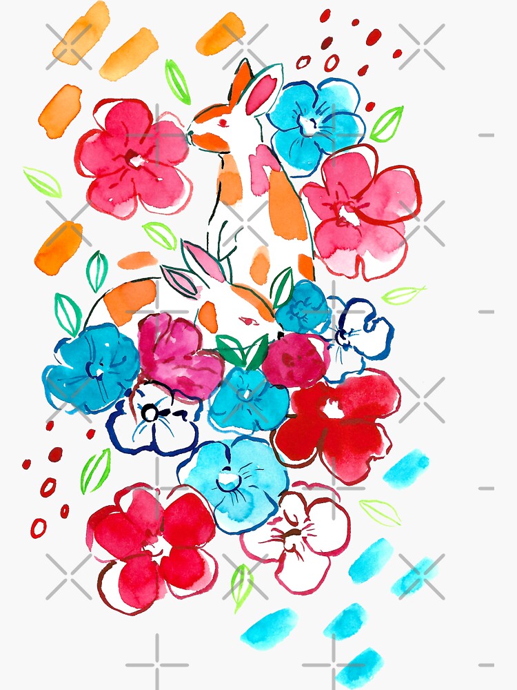 "Blue Rabbits" Sticker for Sale by printmesomecolo | Redbubble