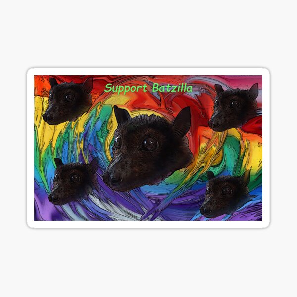 "Batzilla - Rainbow Bats Support Batzilla" Sticker for Sale by batzilla ...