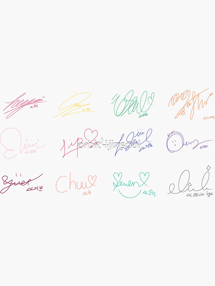 "LOONA SIGNATURES" Sticker for Sale by orbit4jinsoul | Redbubble