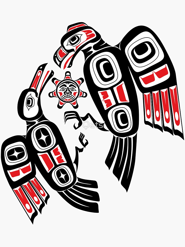 "Haida Eagle Battles Raven for the Light" Sticker by Qatsi | Redbubble