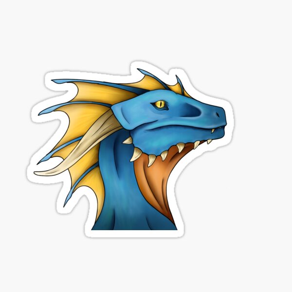 "Blue Drake - Dragon, blue dragon, fin dragon" Sticker by SpaceDrakeArt ...