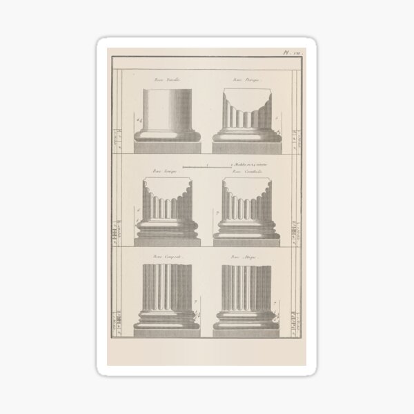 "Ionic, Doric, Tuscan, Corinthian Column Bases" Sticker by Lowtech ...