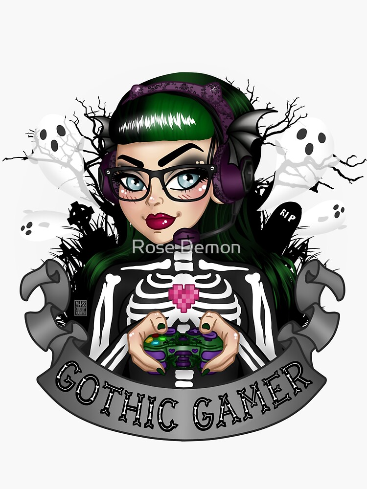 "Gothic Gamer" Sticker by CherryMartini | Redbubble
