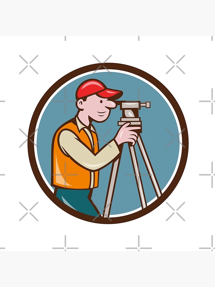 "Surveyor Geodetic Engineer Theodolite Circle Cartoon" Poster for Sale ...